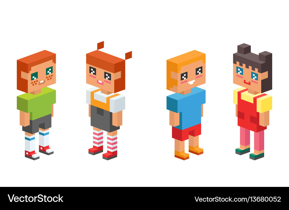3d isometric children kids people concept flat Vector Image