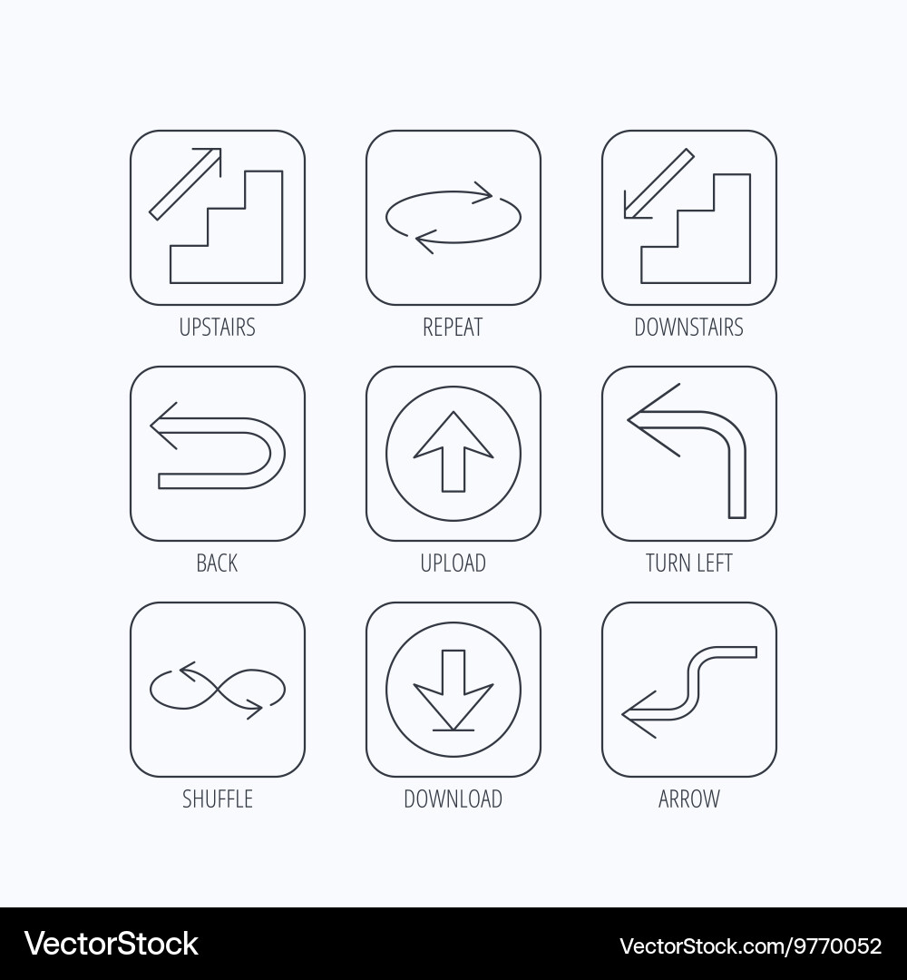 Arrows icons download repeat linear signs Vector Image