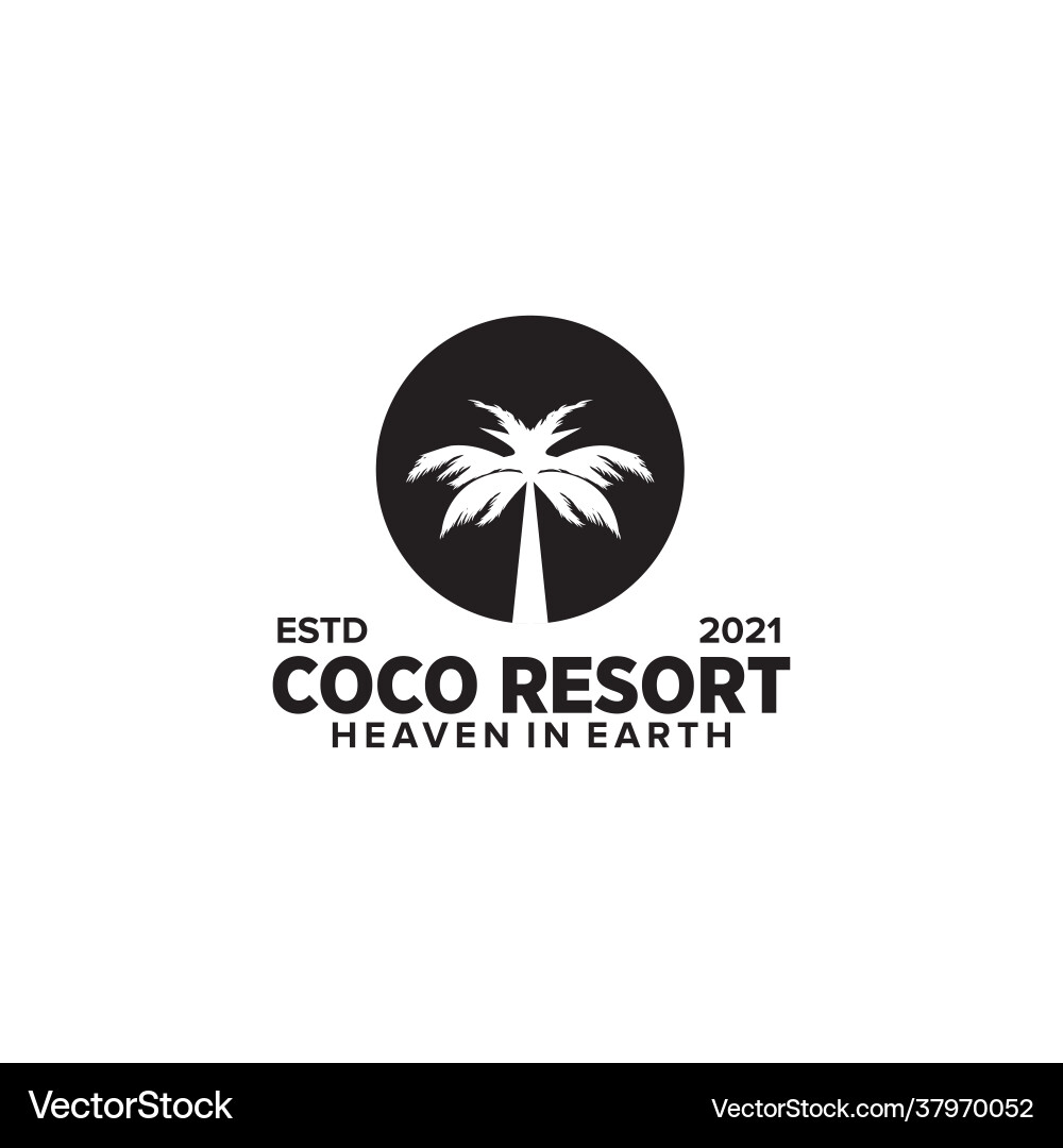 Coconut tree logo design for resort company Vector Image
