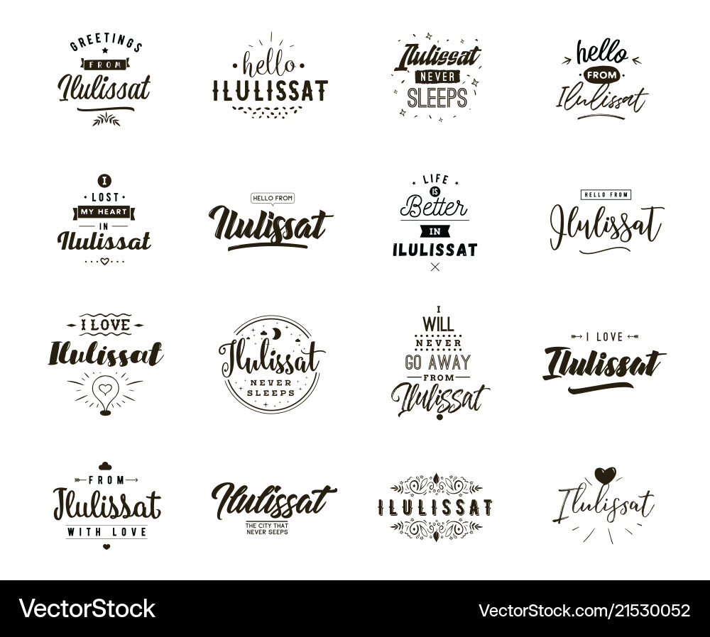 Greeting cards design isolated logos typography Vector Image
