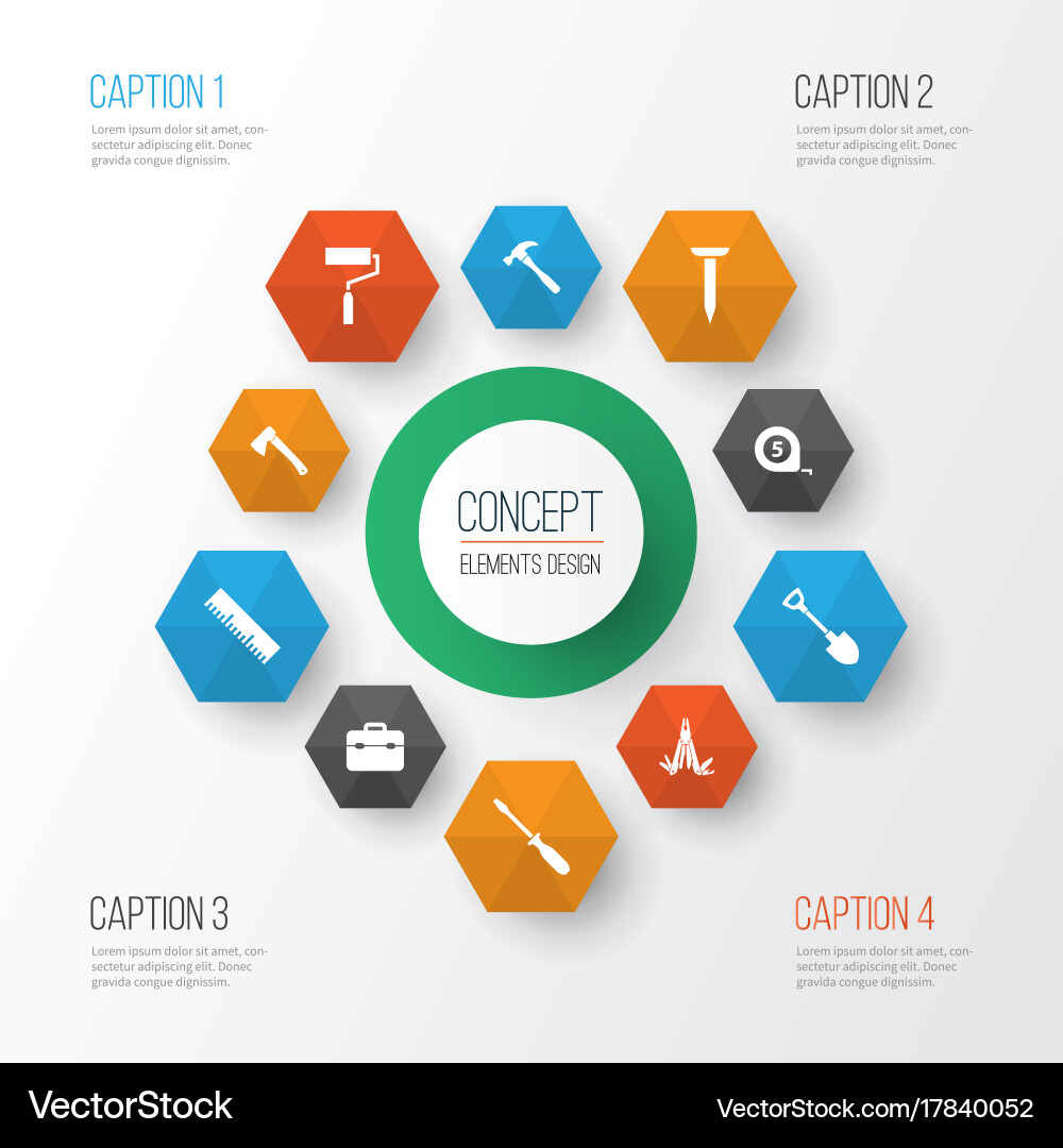 Handtools icons set collection of ruler digging Vector Image