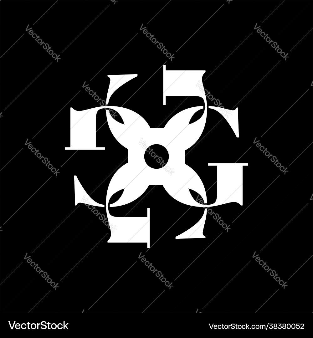 Initial letter g g4 or 4g logo template with icon Vector Image