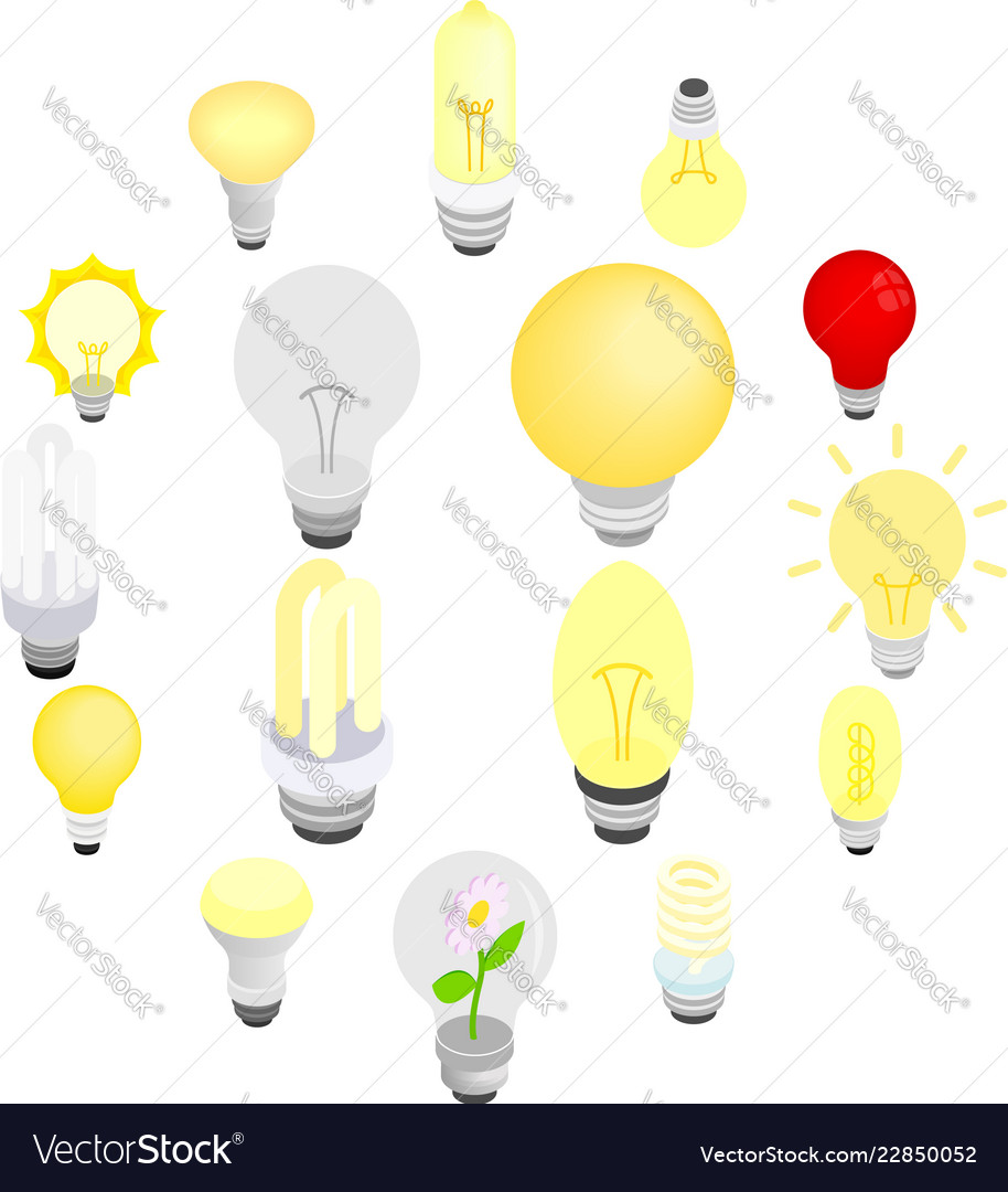 Light bulbs icons isometric 3d style Royalty Free Vector