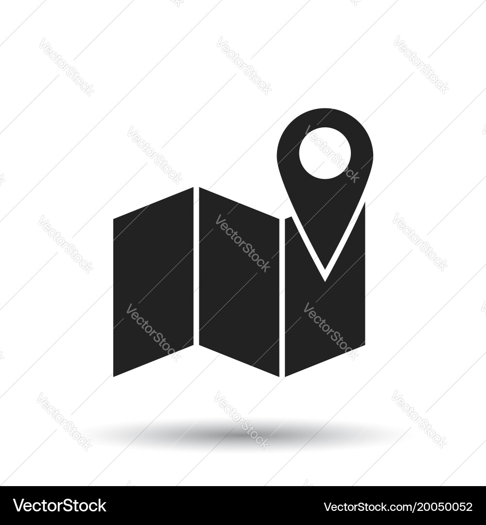 Map with pin icon flat location sign symbol Vector Image
