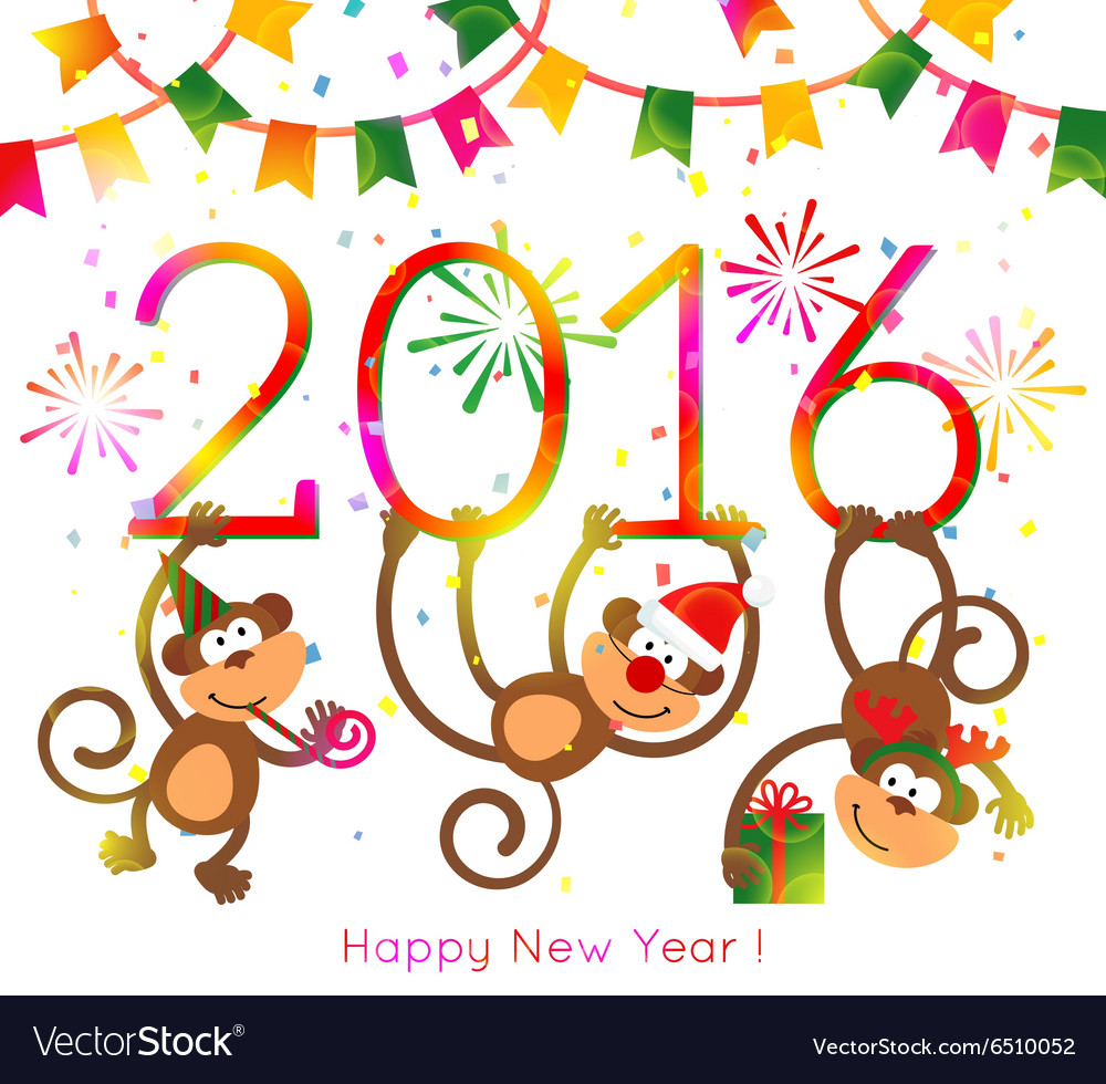 Monkey new year 2016 Royalty Free Vector Image