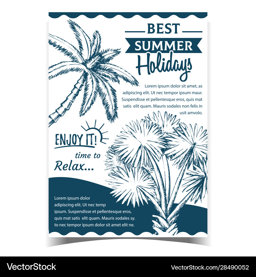 Palm decorative trees on advertising poster Vector Image
