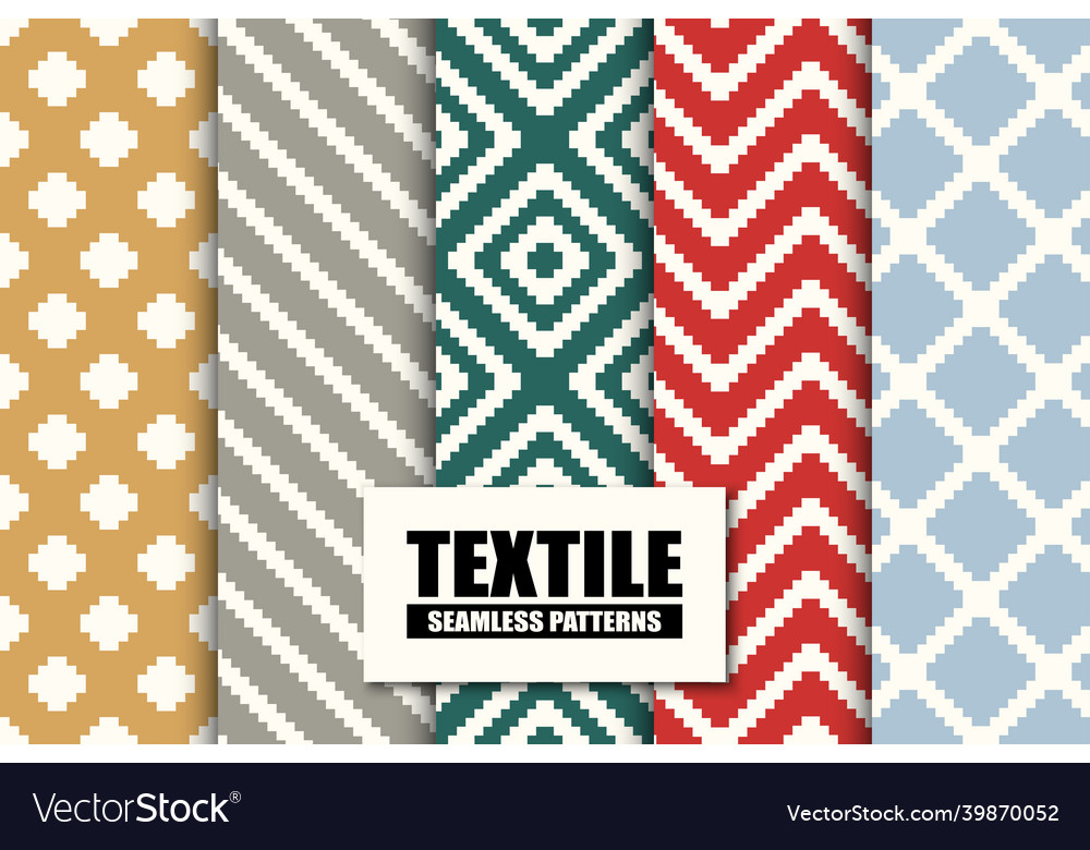 Set of seamless textile patterns - colorful Vector Image