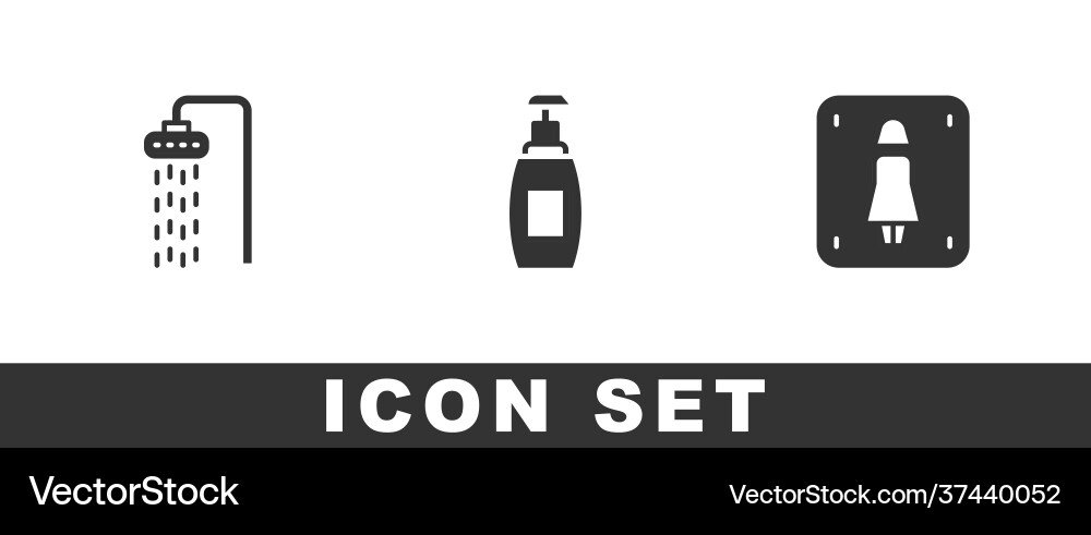 Set shower bottle liquid soap and female Vector Image