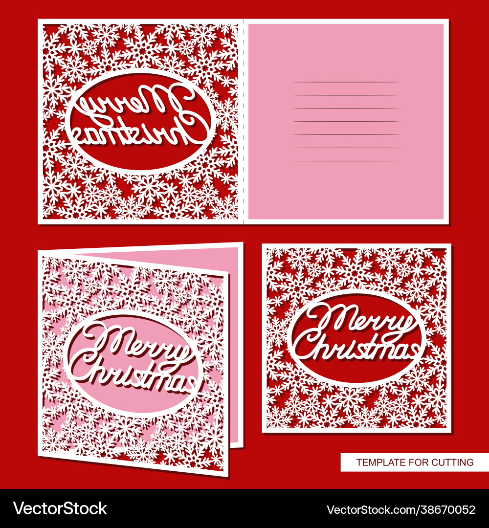 Square carved holiday card Royalty Free Vector Image
