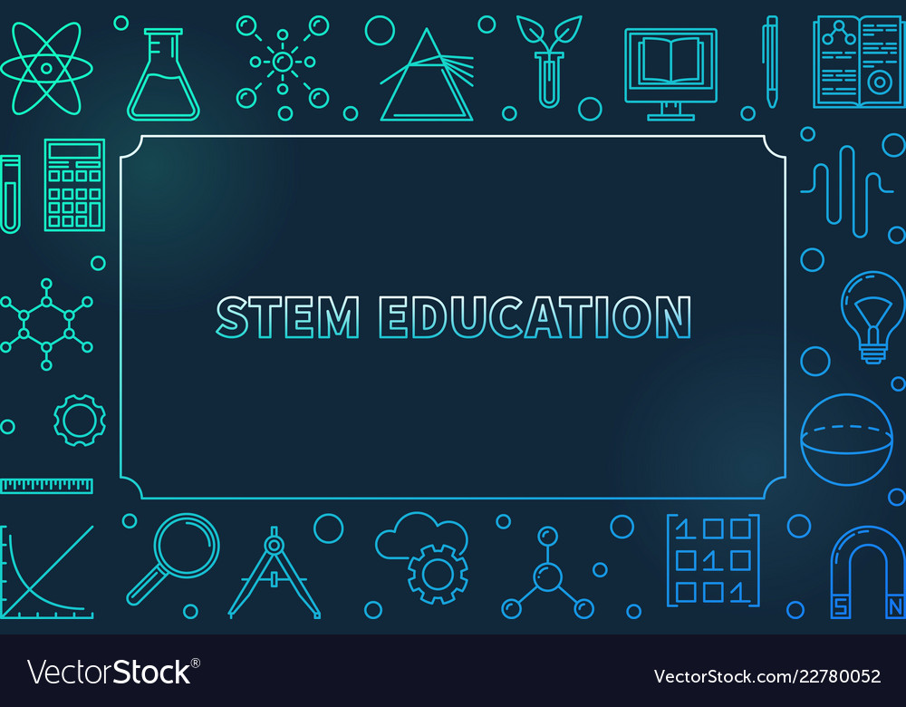 Stem blue horizontal frame science outline Vector Image Stem blue horizontal frame science outline Vector Image