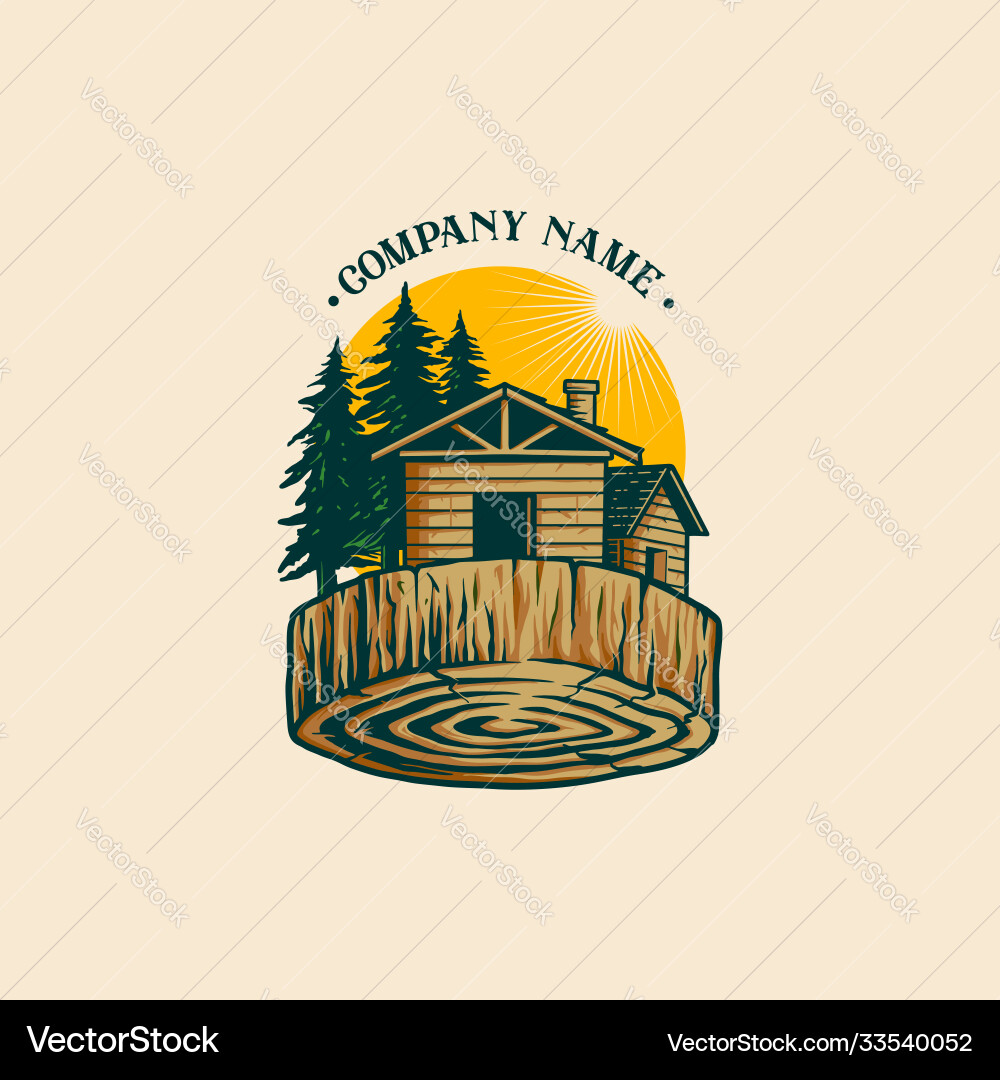 Vintage lumber woodworking logo Royalty Free Vector Image