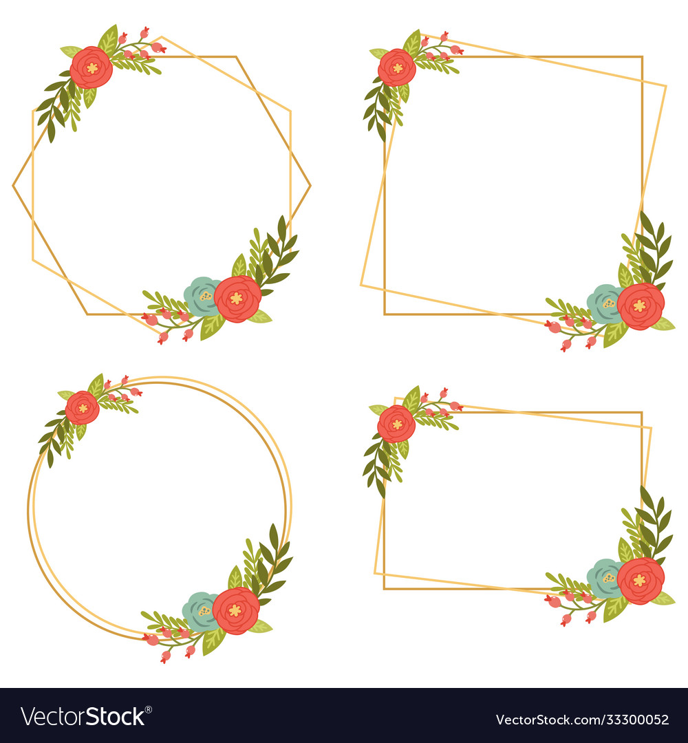 Vintage wedding geometric floral frames Royalty Free Vector