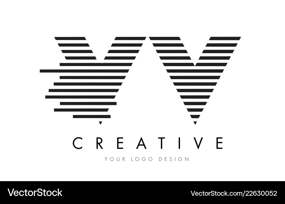 Vv v zebra letter logo design with black Vector Image