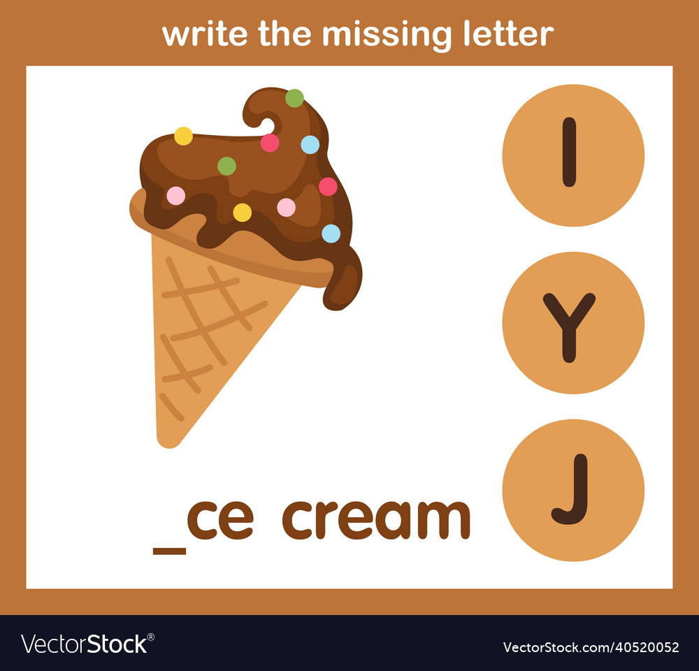 Write the missing letter Royalty Free Vector Image