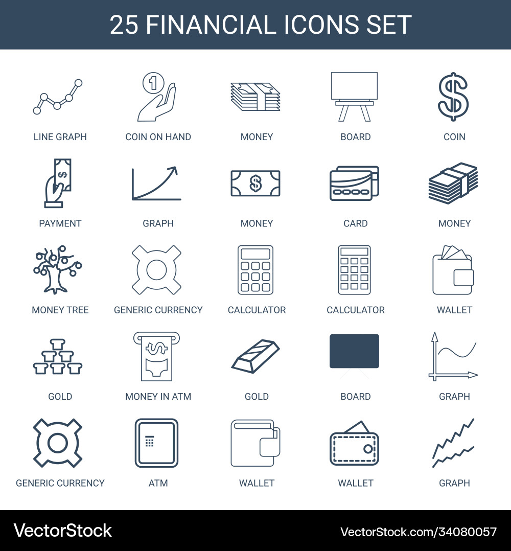 25 financial icons Royalty Free Vector Image - VectorStock
