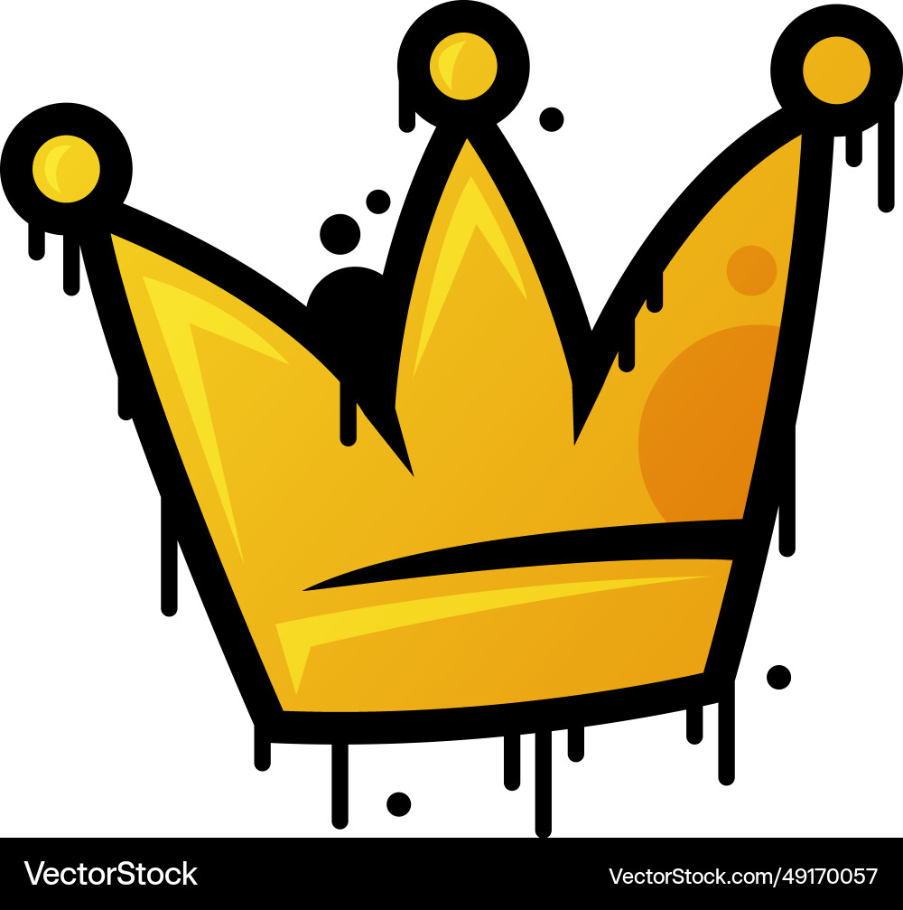 Bright yellow graffiti crown as street wall Vector Image