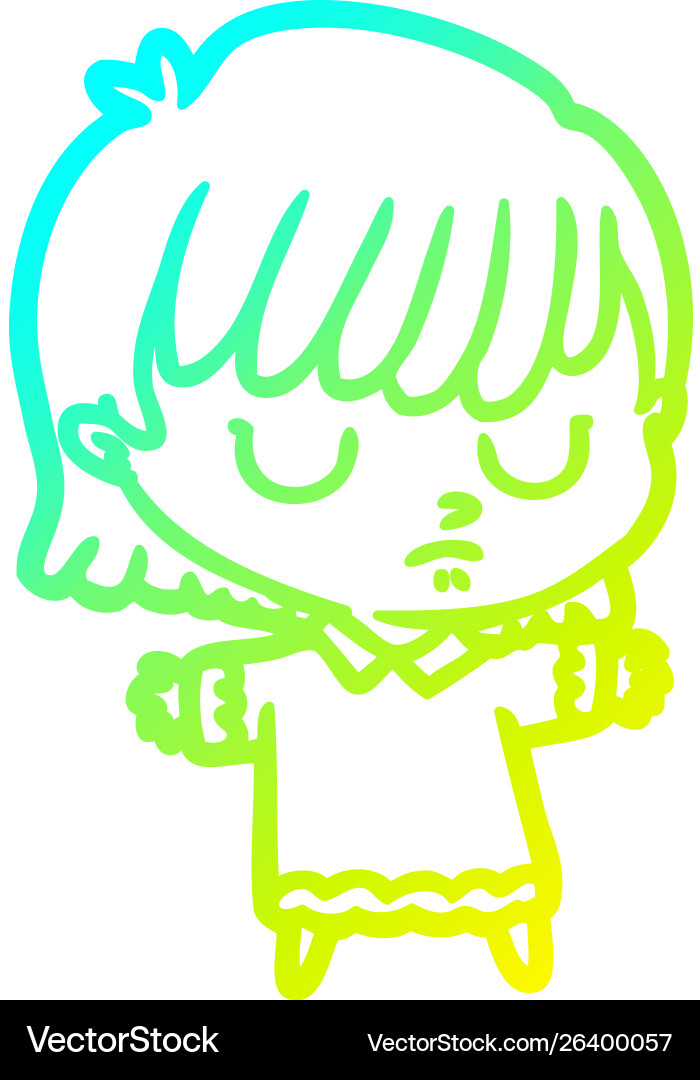 Cold gradient line drawing cartoon woman Vector Image