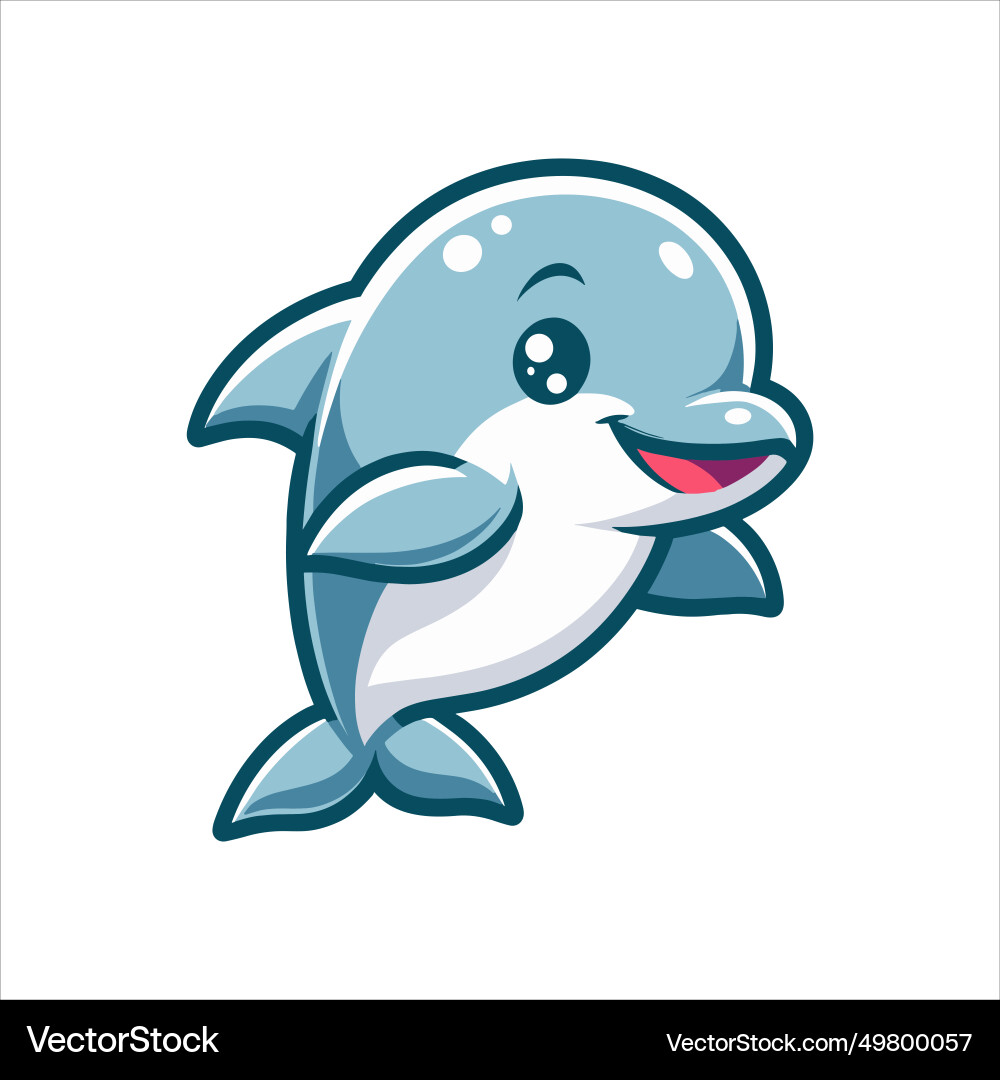 Cute dolphin cartoon logo design Royalty Free Vector Image