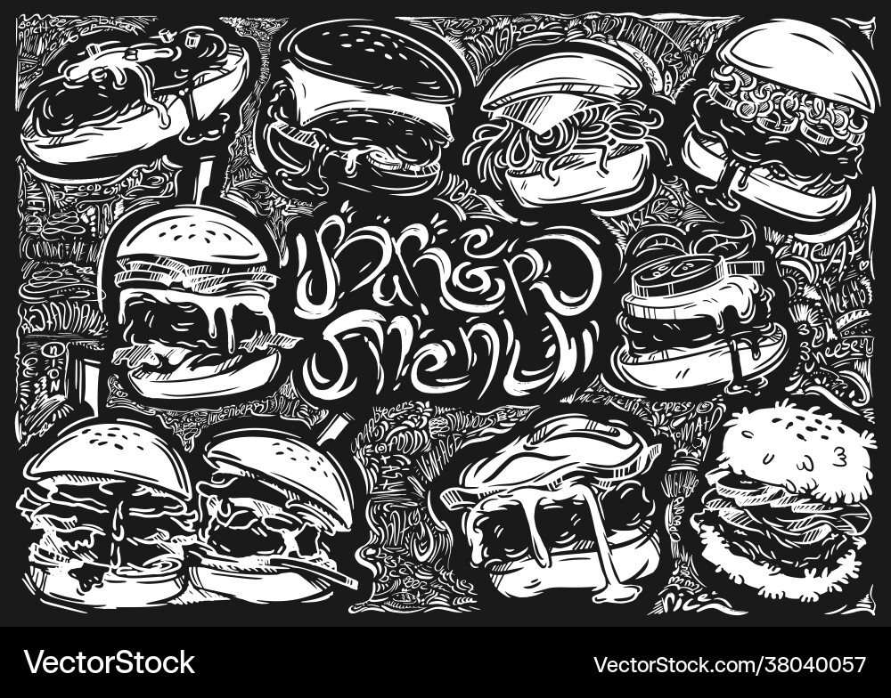 Design food with graphic burger Royalty Free Vector Image