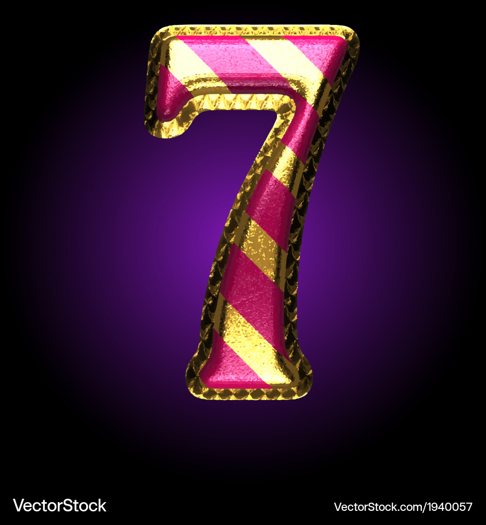 Golden and red letter 7 Royalty Free Vector Image