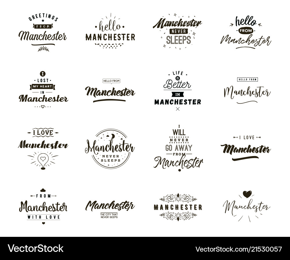 Greeting cards design isolated logos typography Vector Image