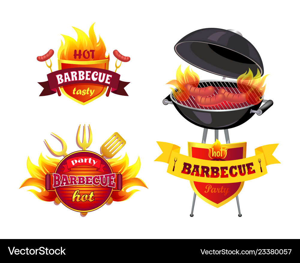 Hot bbq barbecue tasty set Royalty Free Vector Image
