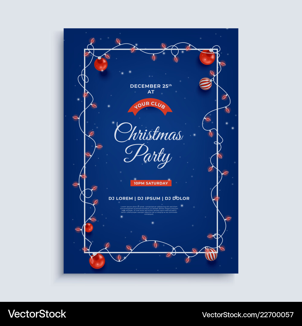 Merry christmas party layout poster template Vector Image