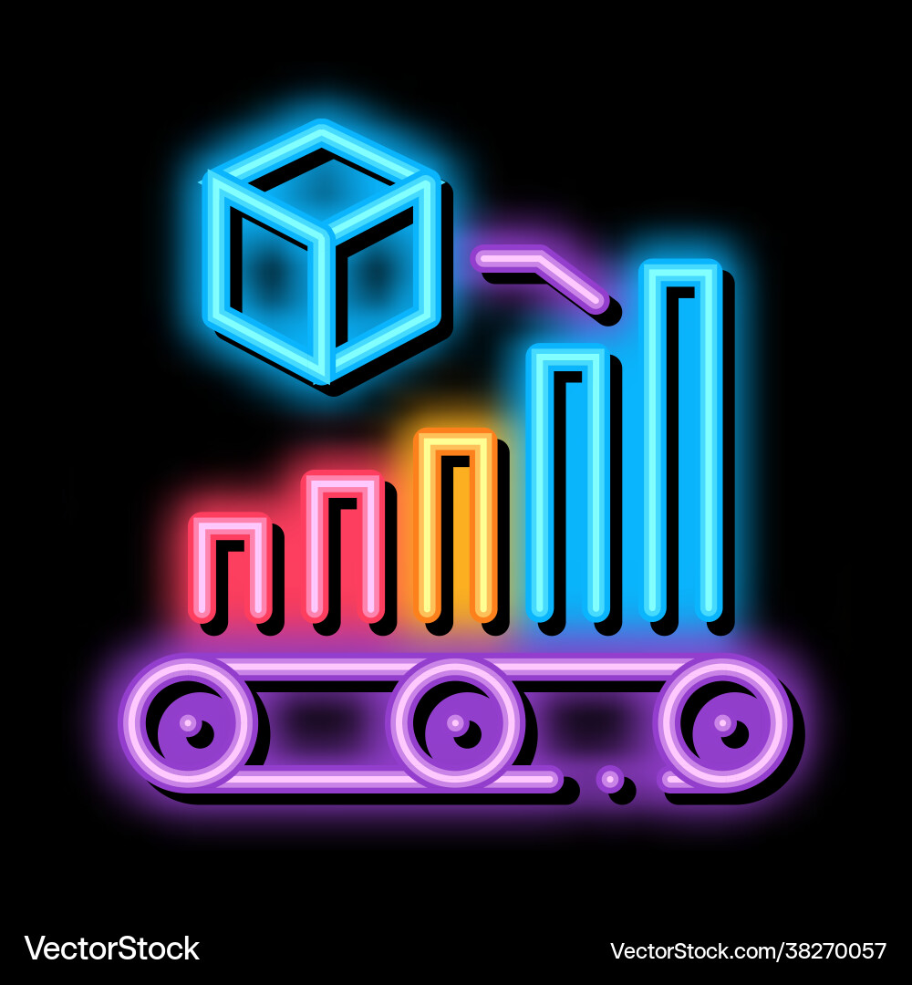 Package in stock neon glow icon Royalty Free Vector Image