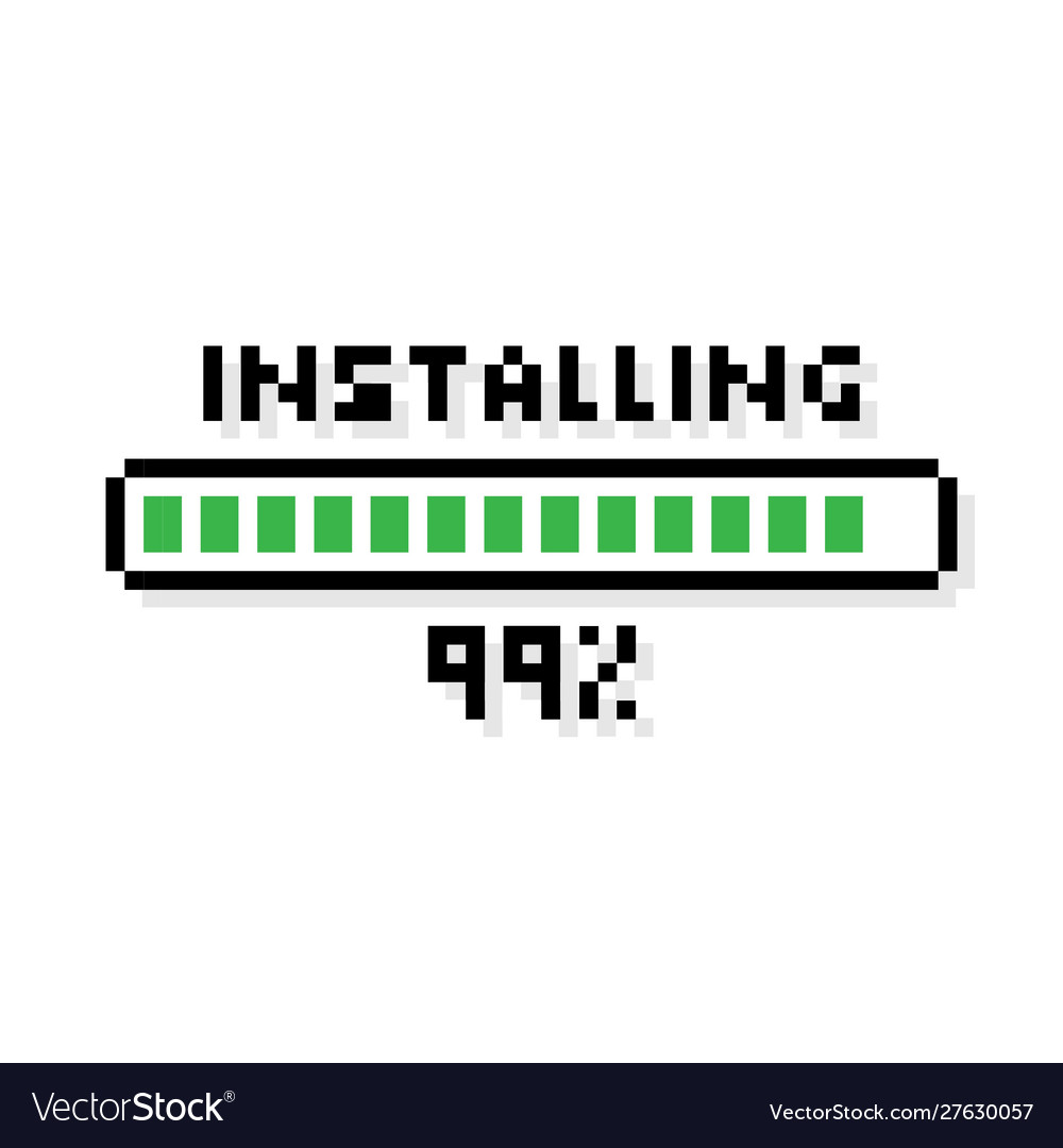 Pixel art installing green loading bar Royalty Free Vector