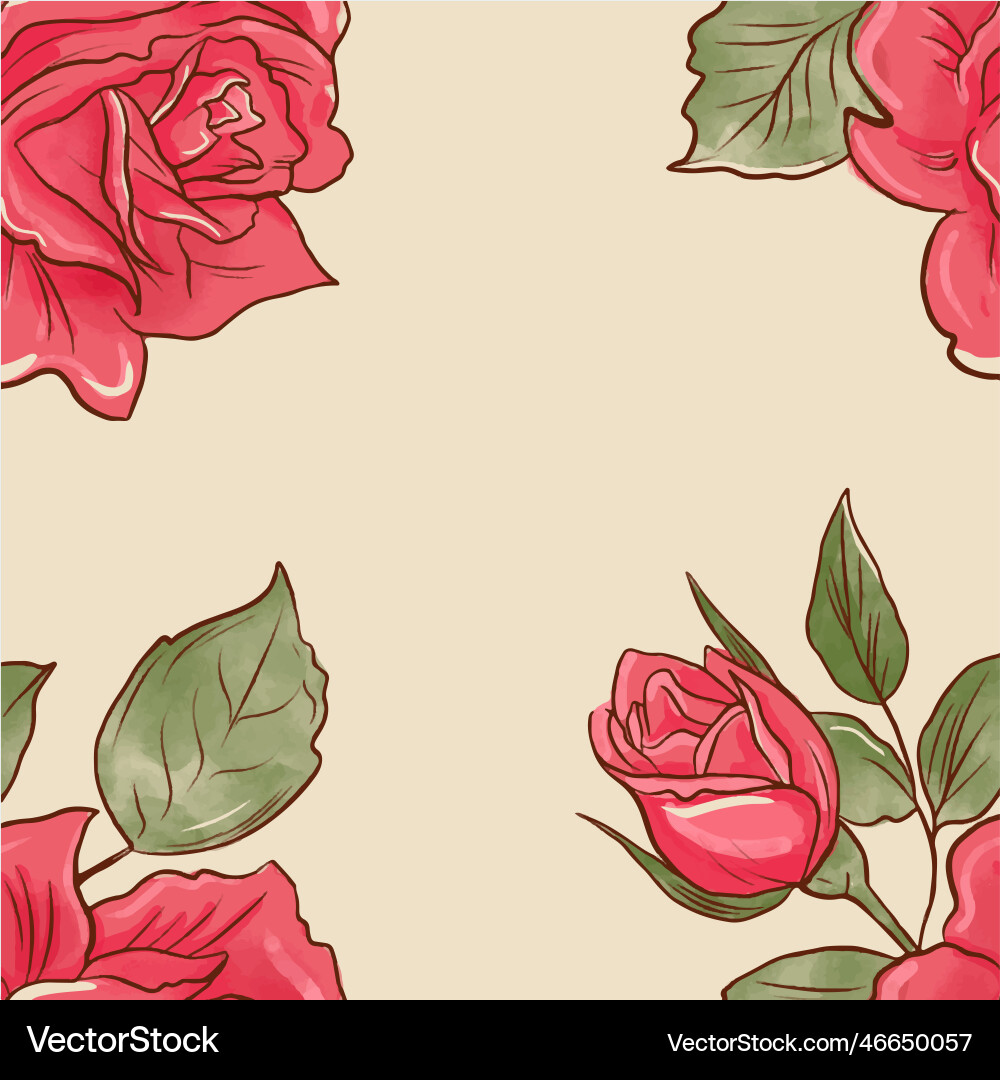 Red roses flowers doodle isolated background Vector Image