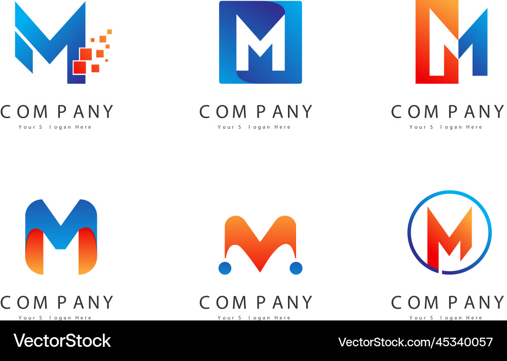Set of creative letter m logo design template Vector Image