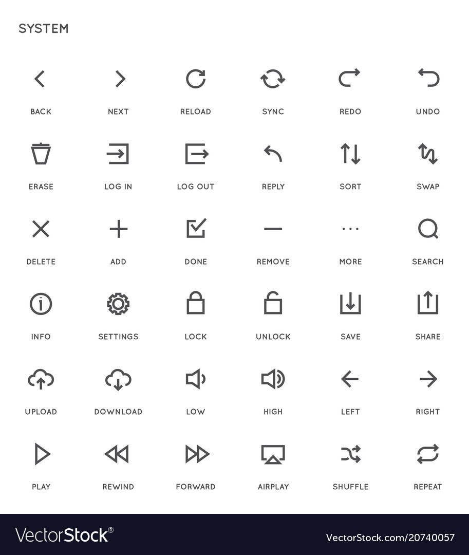 System user interface ui icon set high quality Vector Image