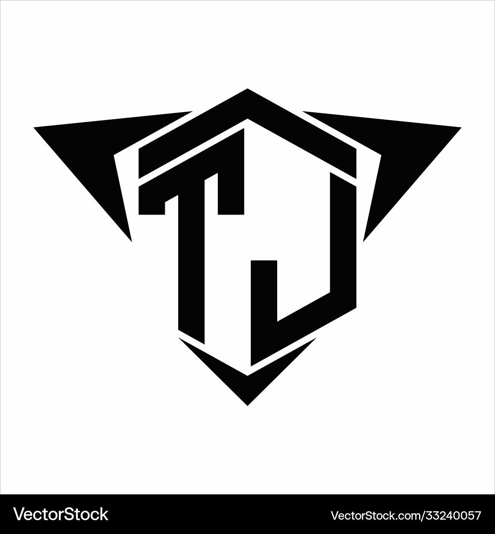 Tj logo monogram with wings arrow around design Vector Image