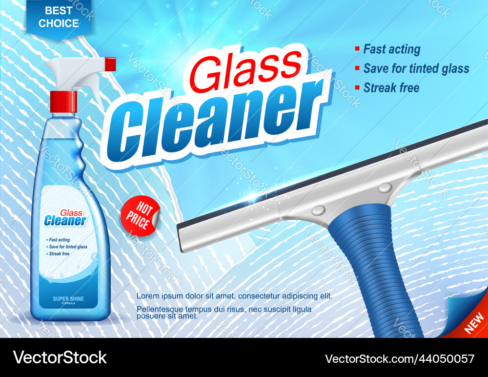 Window glass cleaner cleaning spray and squeegee Vector Image