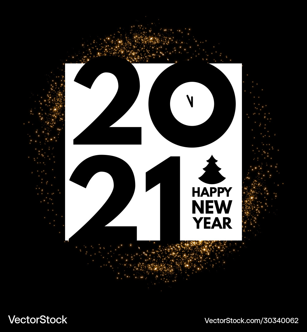 2021 text logo design happy new year label Vector Image