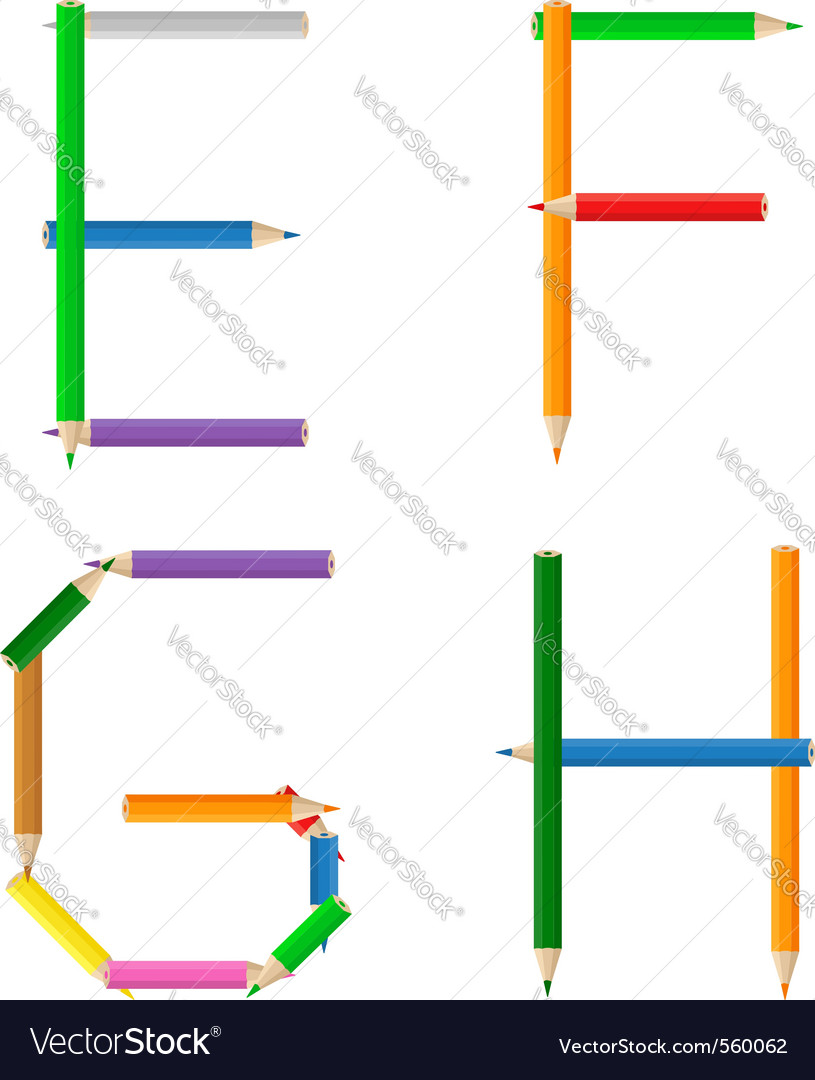 Colored pencils alphabet Royalty Free Vector Image