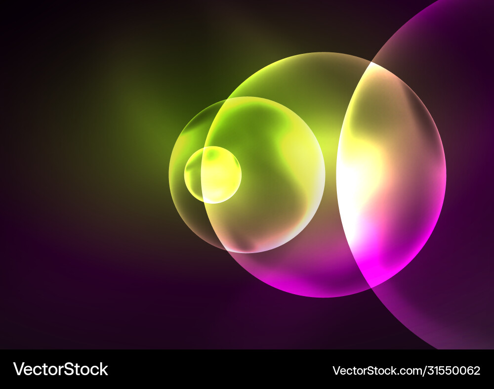 Glowing neon shiny transparent bubbles glass Vector Image