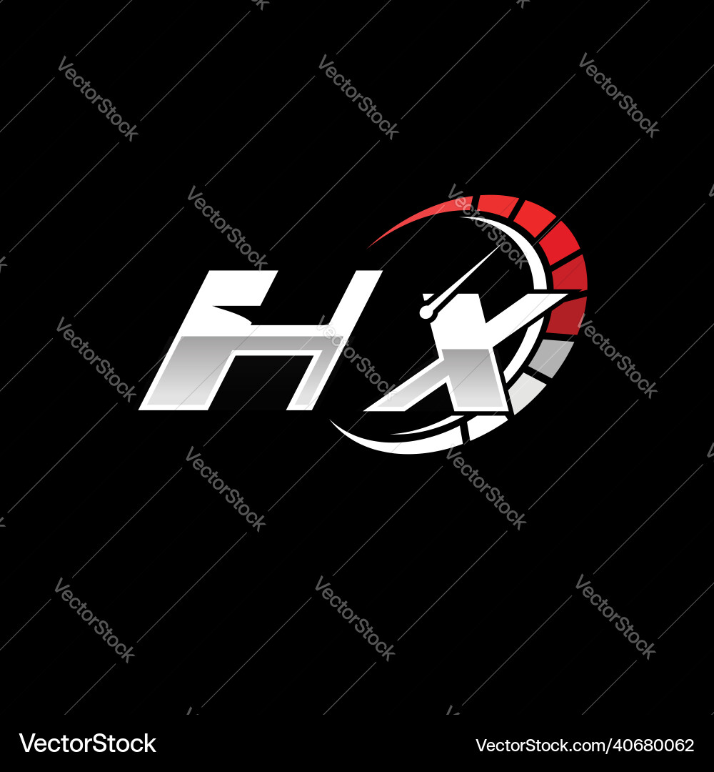 Hx logo letter speed meter racing style Royalty Free Vector