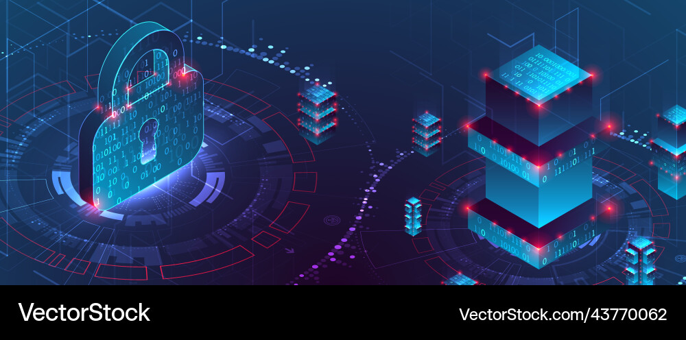 Isometric protection concept protect mechanism Vector Image