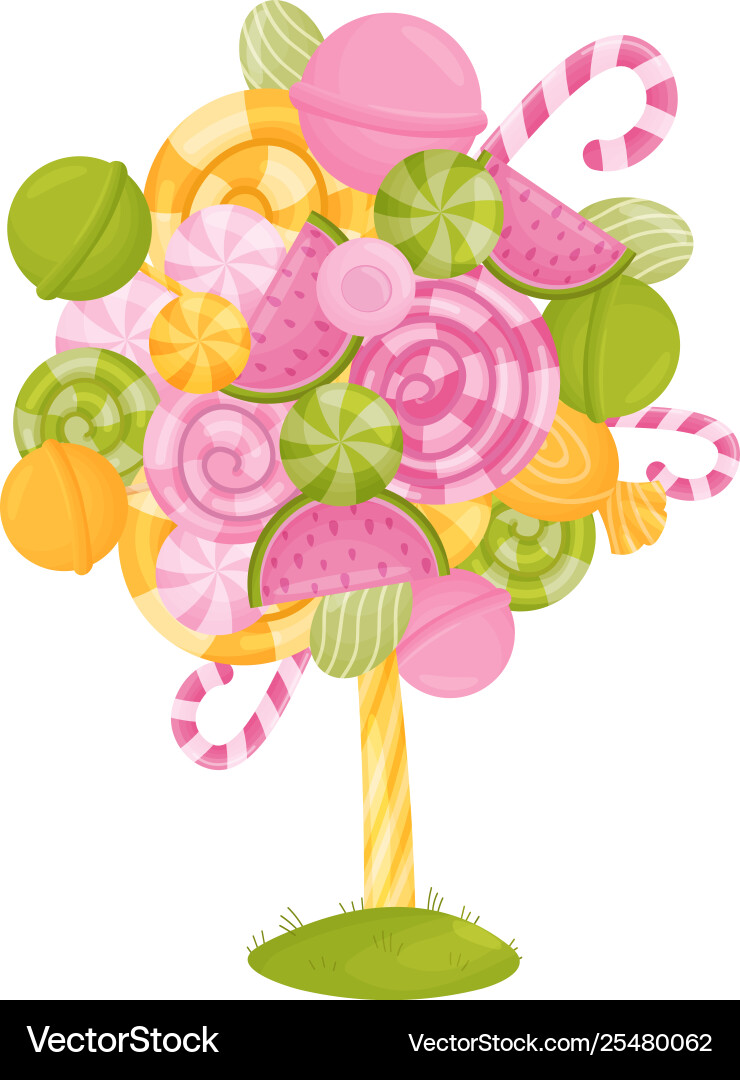 Pink orange green lozenges on branches Royalty Free Vector