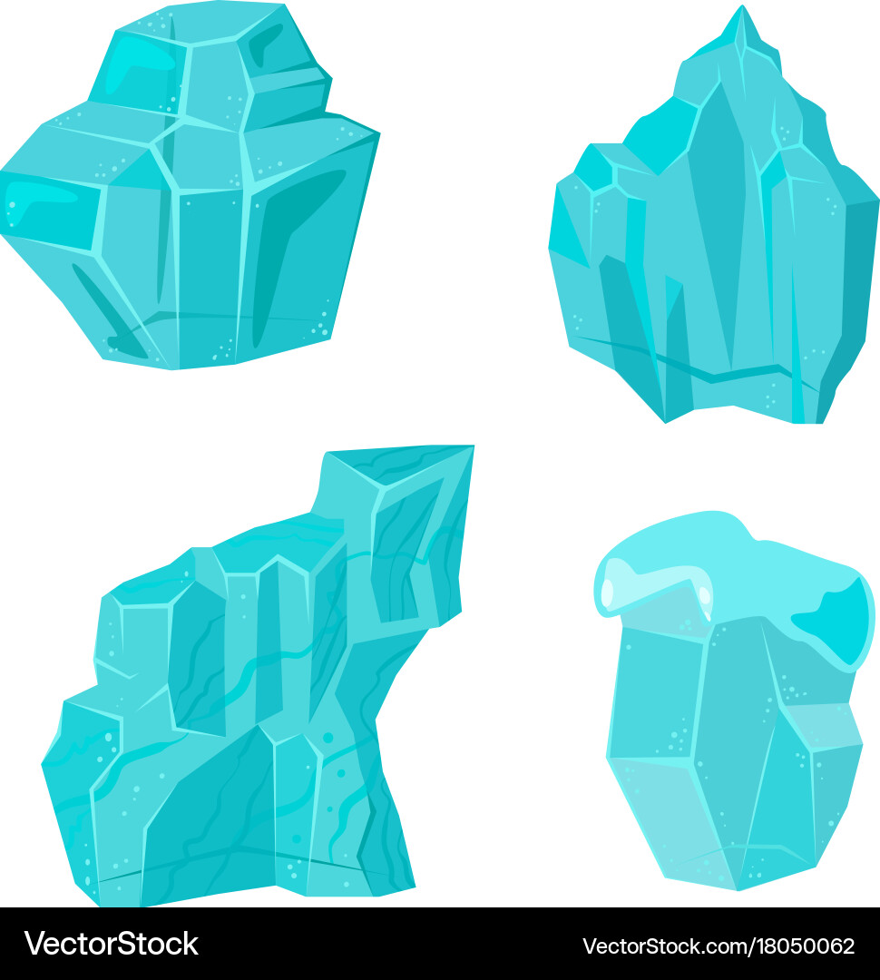 Realistic ice caps snowdrifts and icicles broken Vector Image