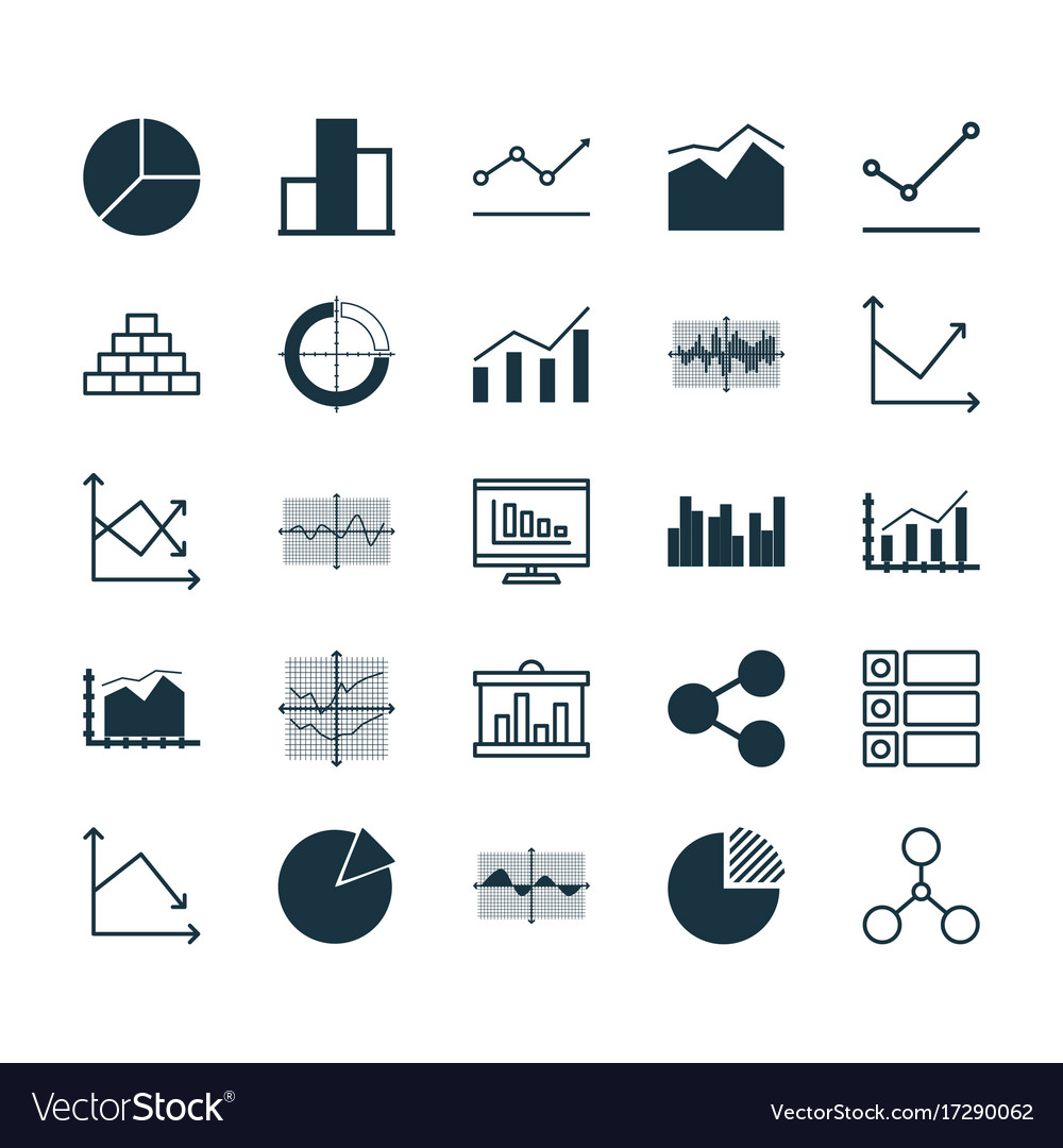 Set of graphs diagrams and statistics icons Vector Image