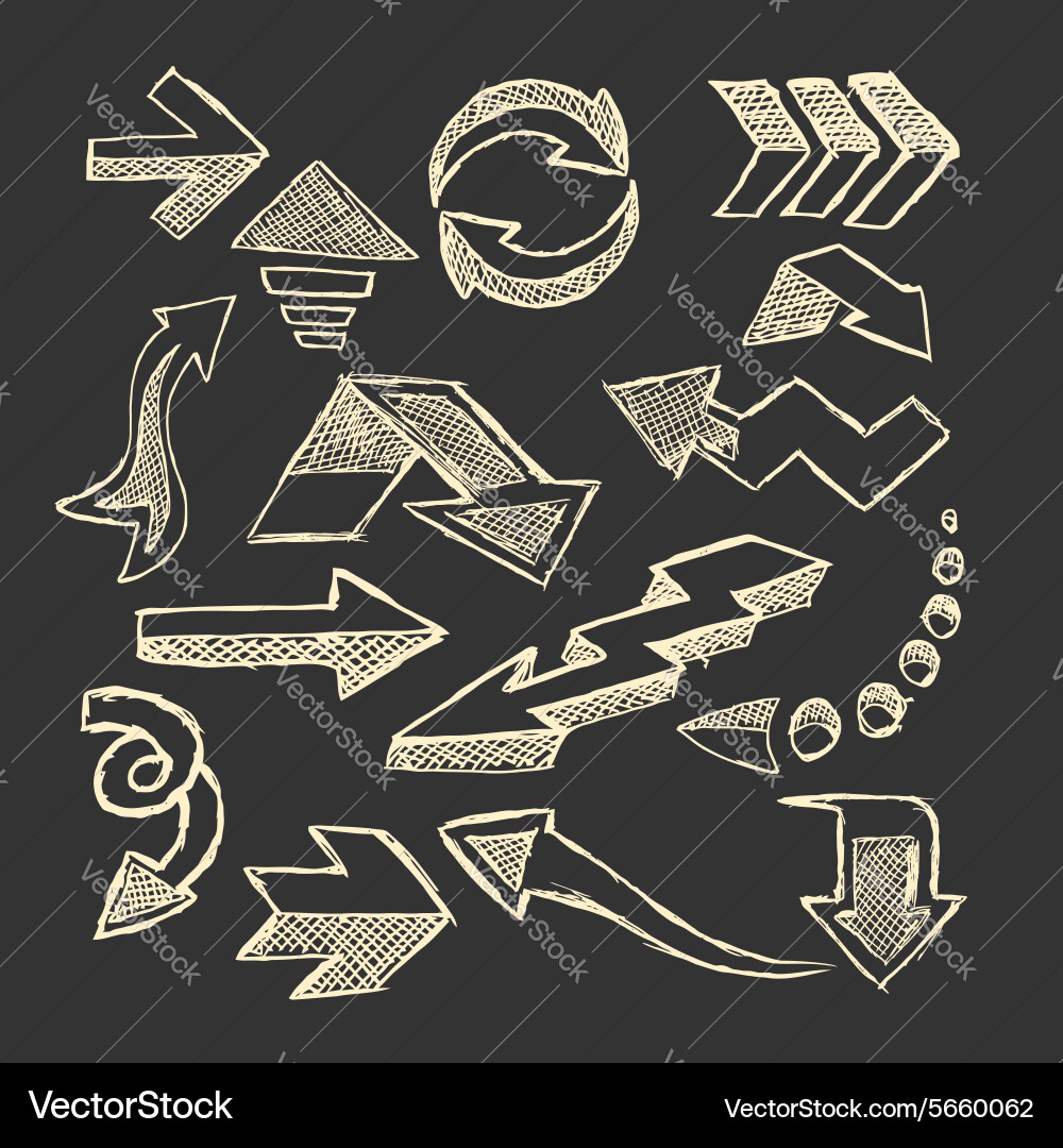 Set of sketched arrow Royalty Free Vector Image