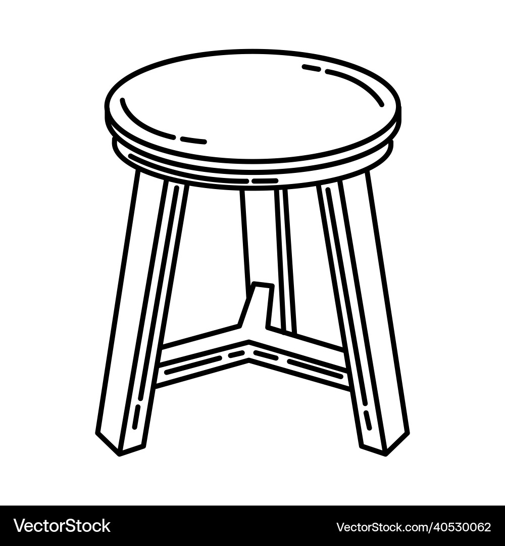 Stool icon doodle hand drawn or outline icon style