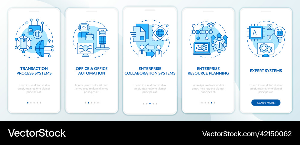 Variety of information systems blue onboarding Vector Image