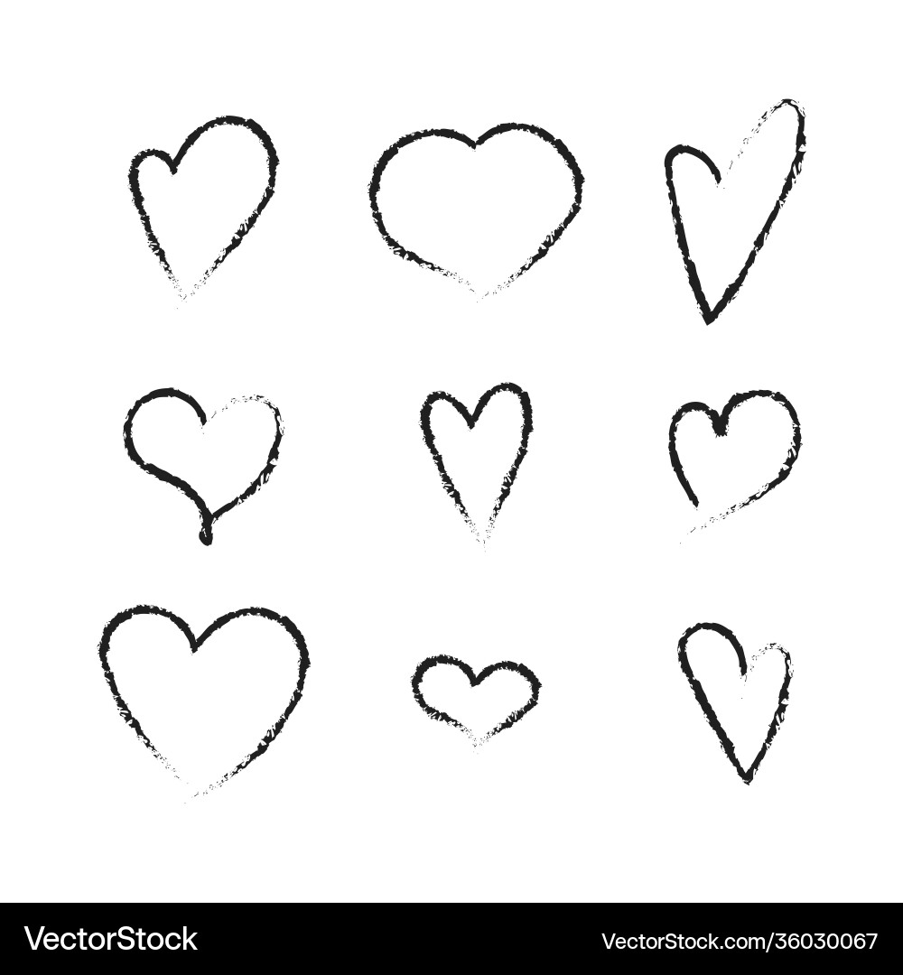 Cute hand drawn heart shapes set Royalty Free Vector Image