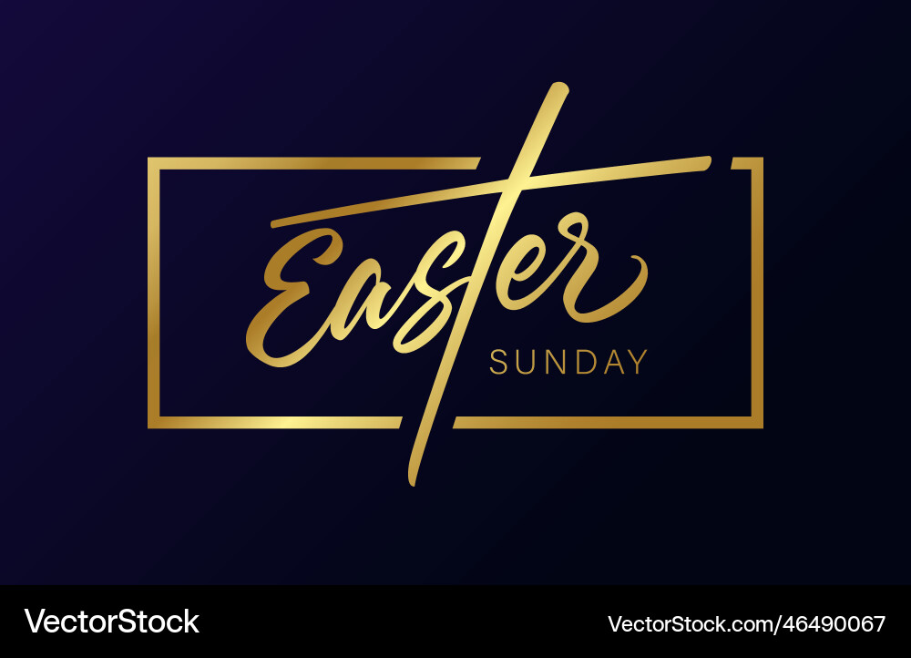 Easter sunday golden calligraphy in frame Vector Image