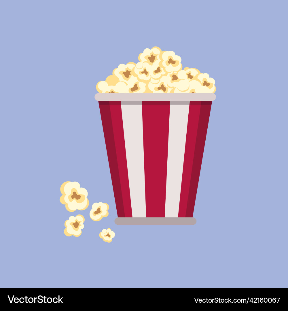 Fresh popcorn in cartoon style box Royalty Free Vector Image