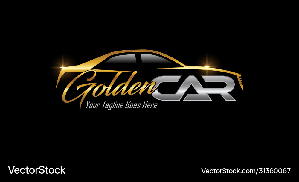 Golden car logo sign Royalty Free Vector Image