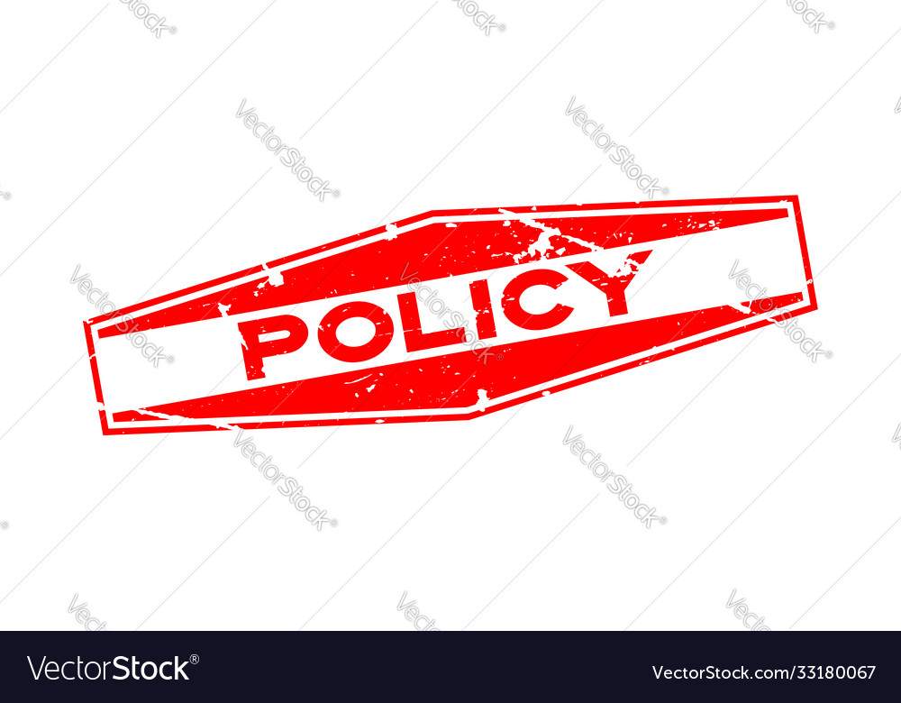 Grunge red policy word hexagon rubber seal stamp Vector Image
